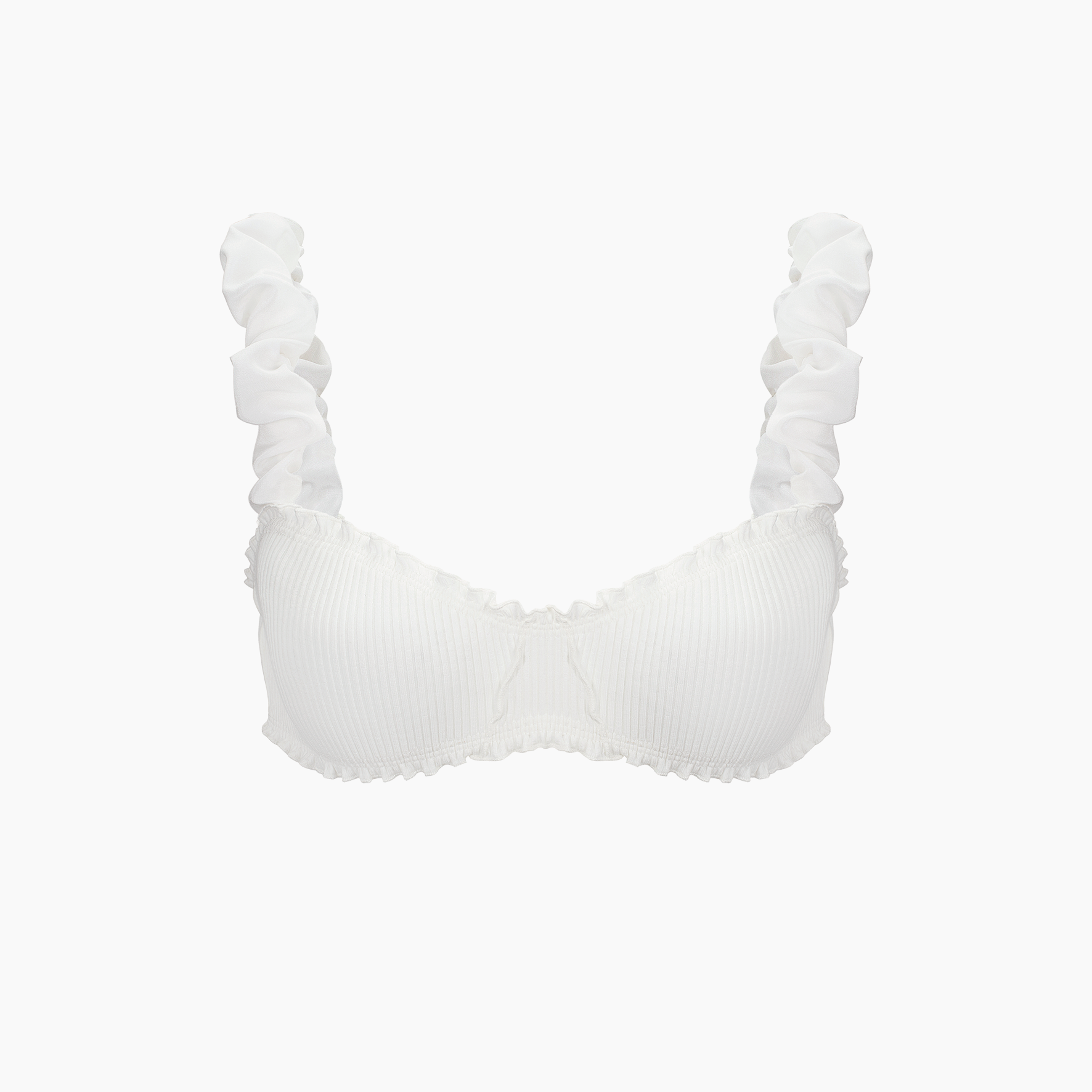 Bralette with Frills in White - LONDI